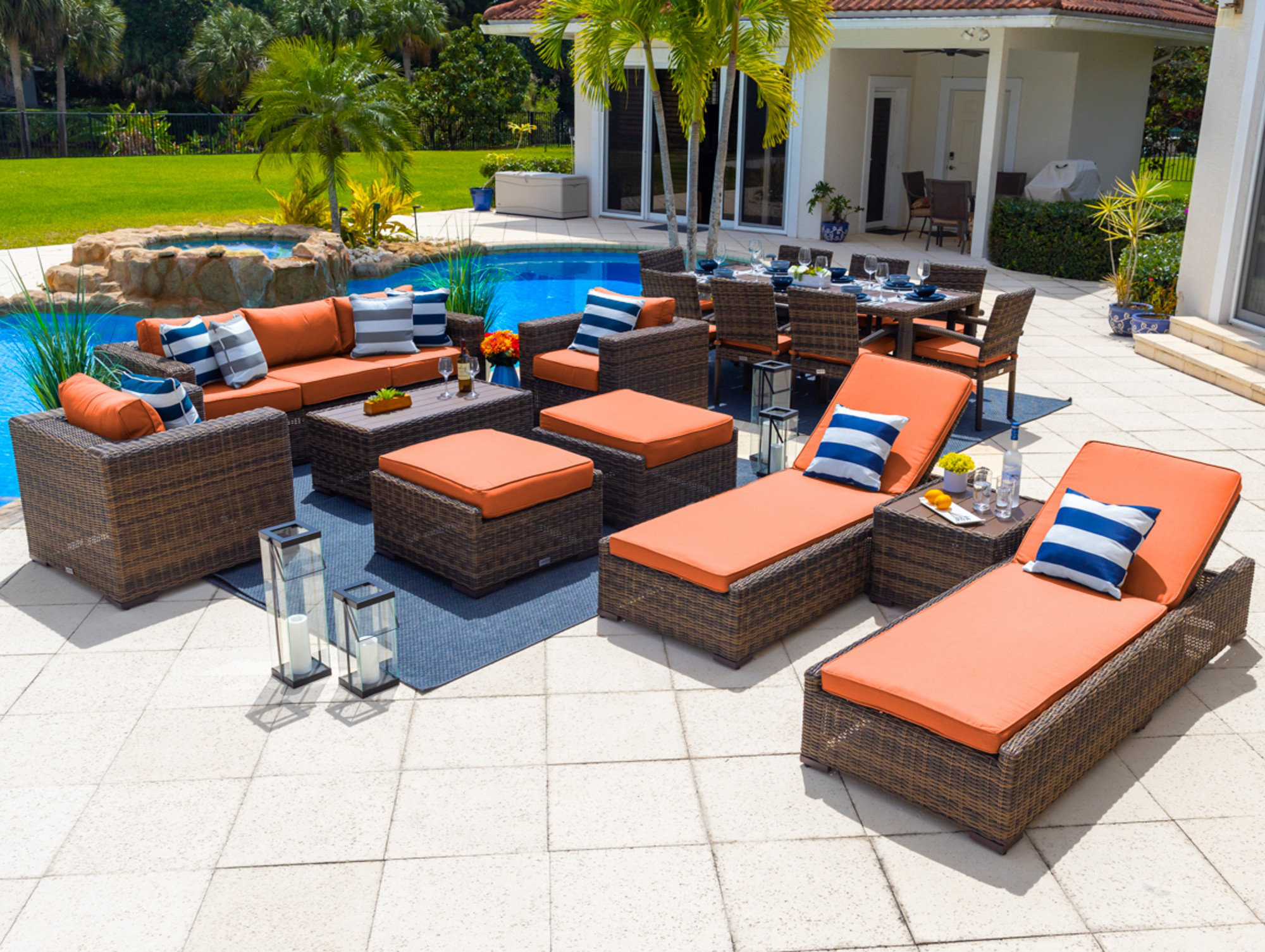 Latitude Run® Centralmont 18 Piece Rattan Complete Patio Set with ...