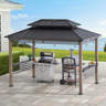 Sunjoy Wooden Grill Gazebo with AC Power Port, 8 x 12 ft. Steel Hardtop ...
