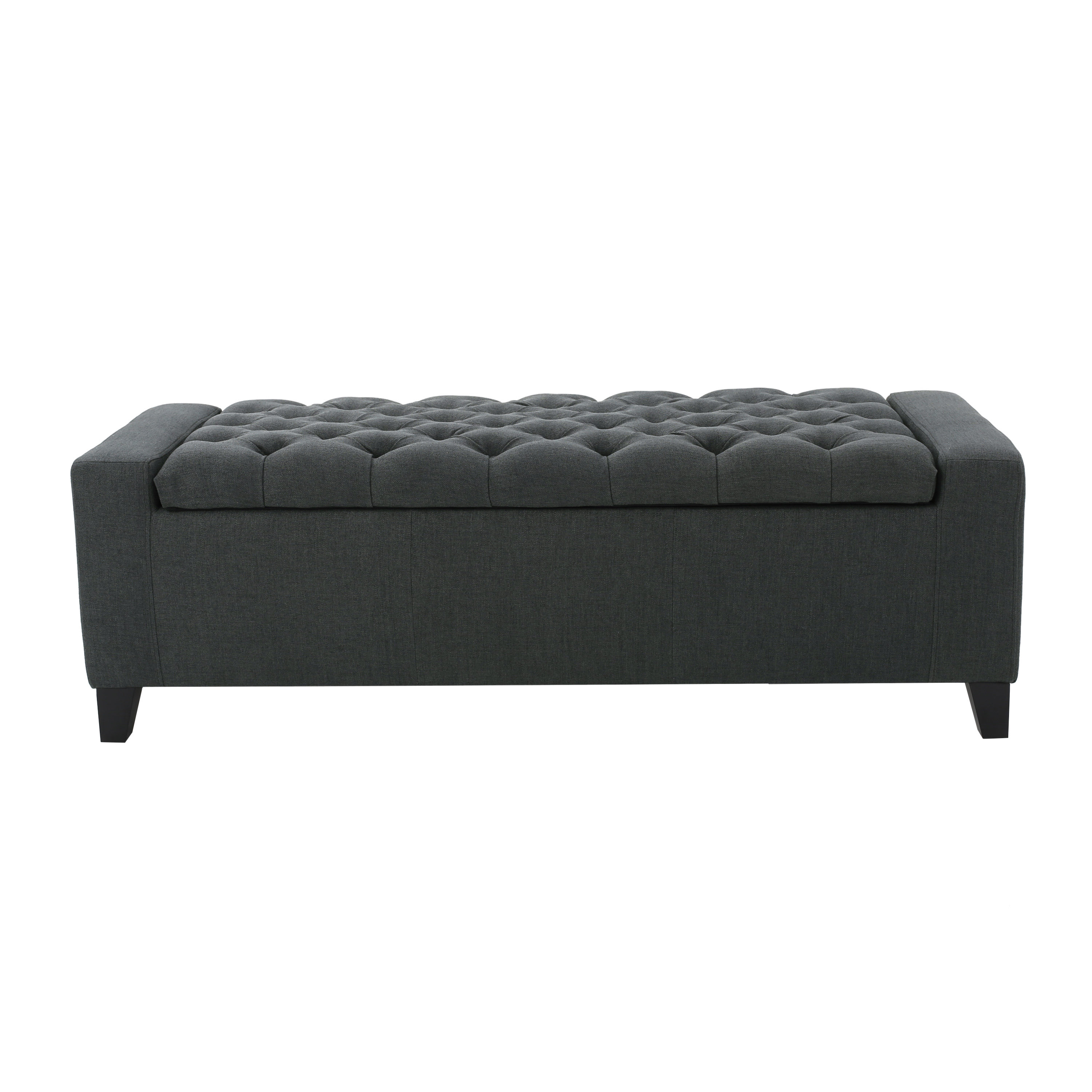 Red Barrel Studio® Dark Gray Fabric Storage Ottoman with Tufted Top ...