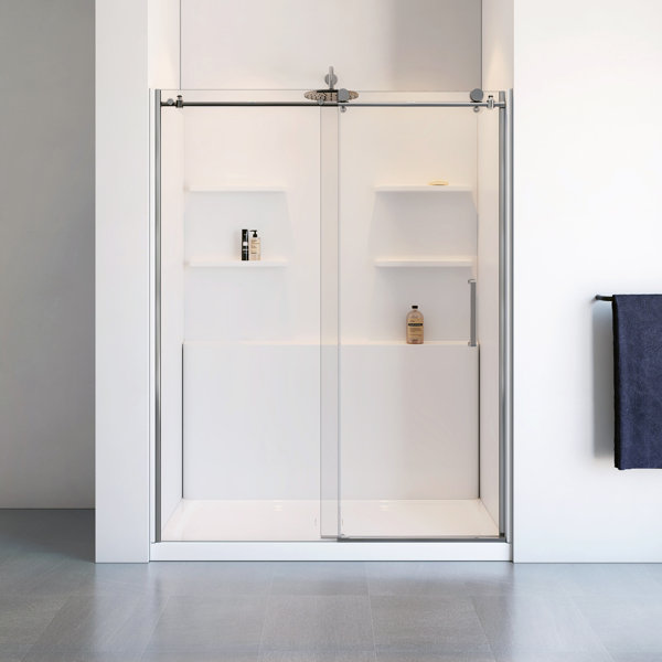 A&E Bath and Shower 32.1'' W 78.7'' H Framed Rectangle Double Slide ...