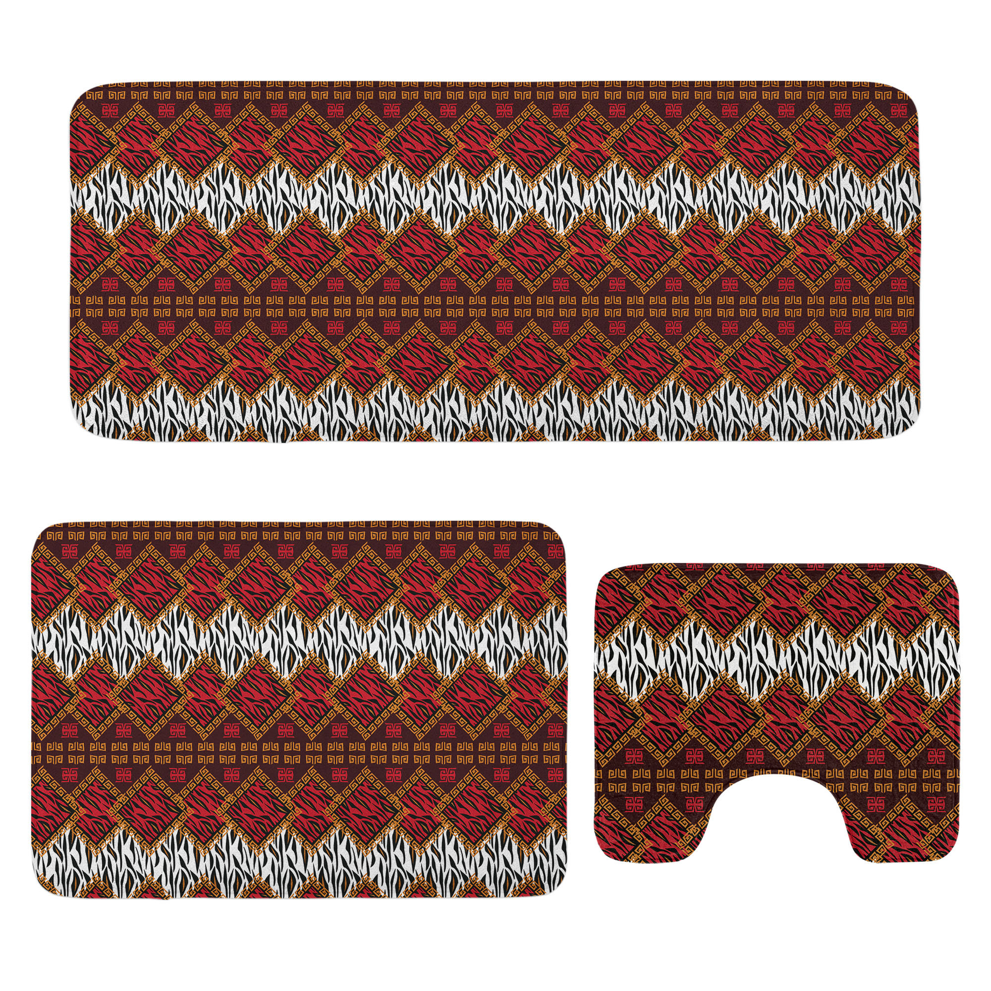 Dakota Fields African Bathroom Rug Set 3 Pieces U-Shape & Rectangle ...