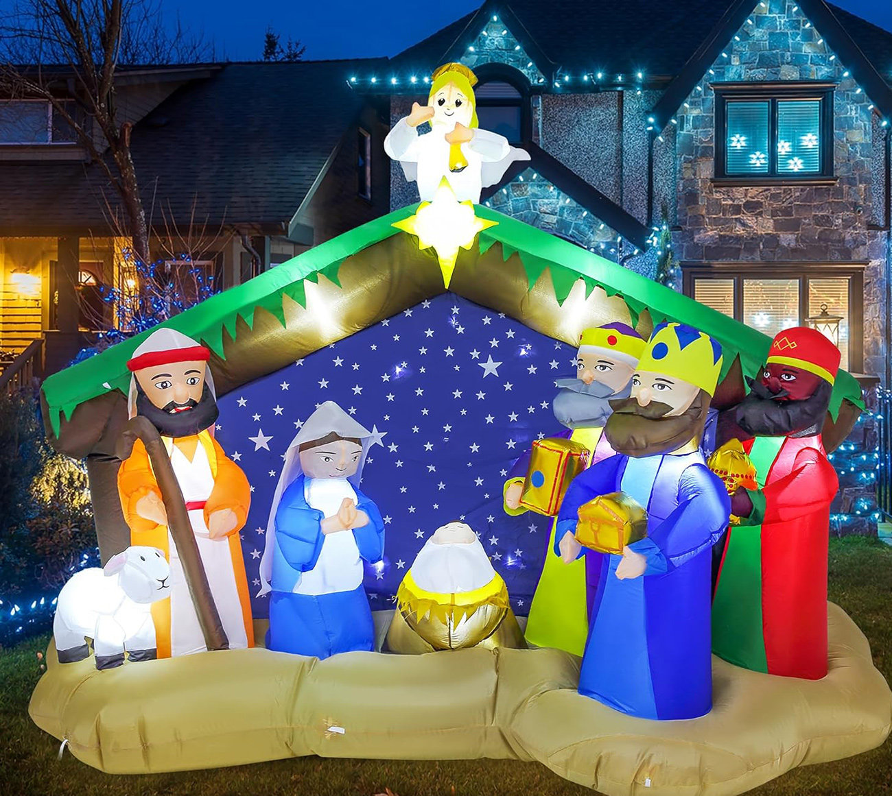 The Holiday Aisle® 8 FT Christmas Inflatables Nativity Set - Outdoor ...