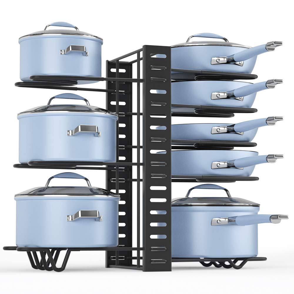 Latitude Run® Adjustable Pots And Pans Organizer Rack For Cabinet ...