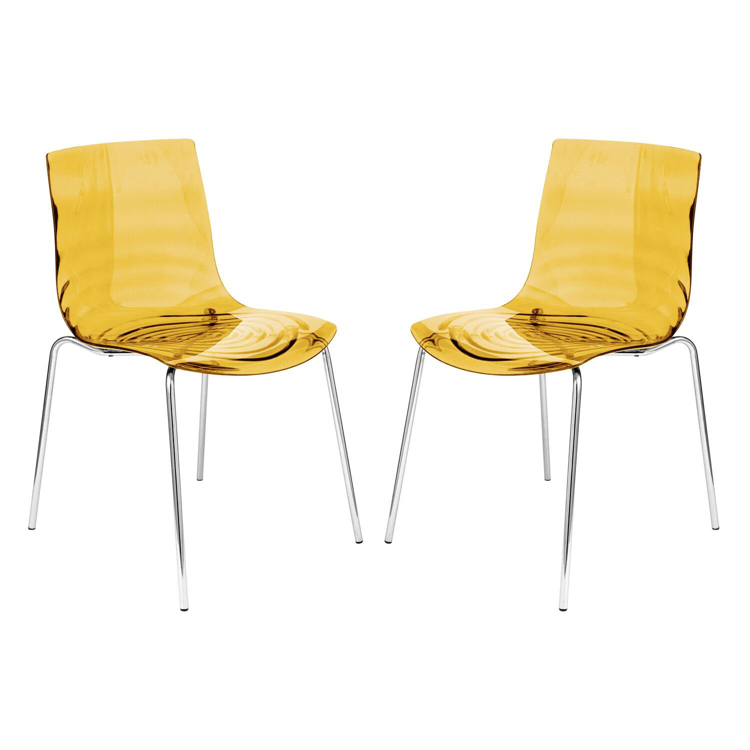 Ivy Bronx Yellow Color Water Ripple Design Side Chair Set of 2 | Wayfair