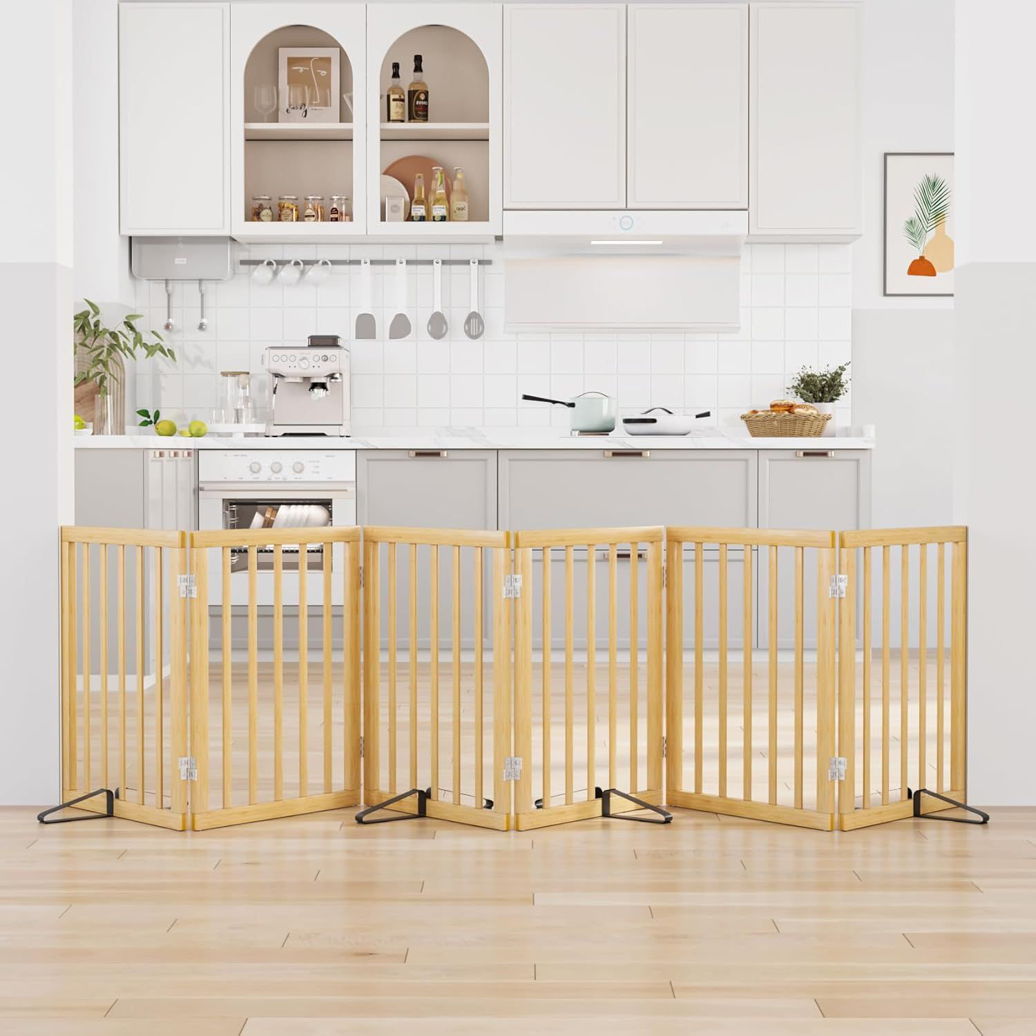 PIROLIS Extra Wide Dog Gates for Doorways, Bamboo Dog Gates for The ...
