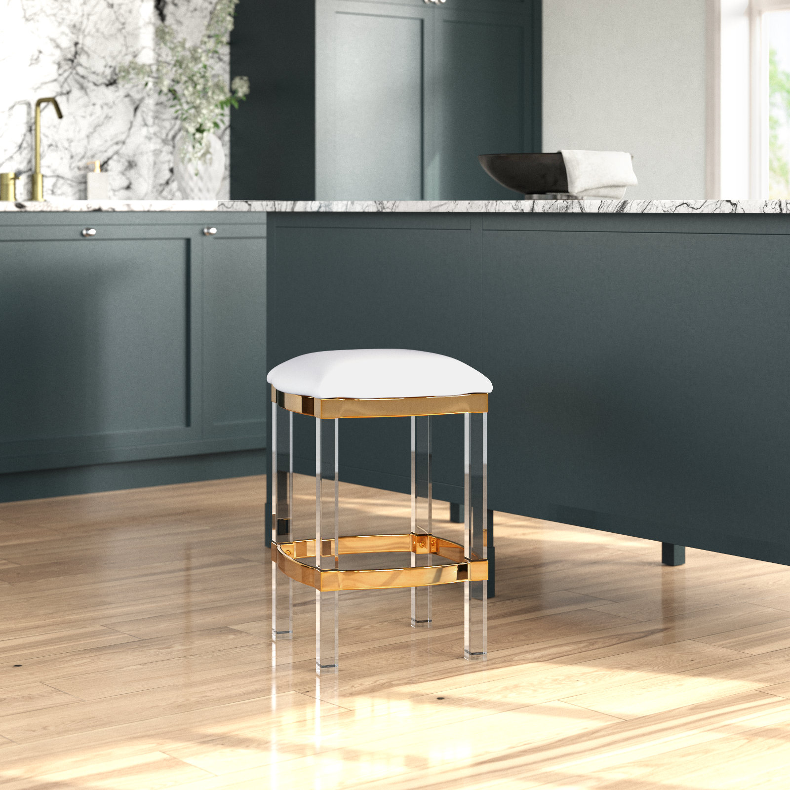 Willa Arlo™ Interiors Riverton Acrylic and Faux Leather 24'' H Counter ...