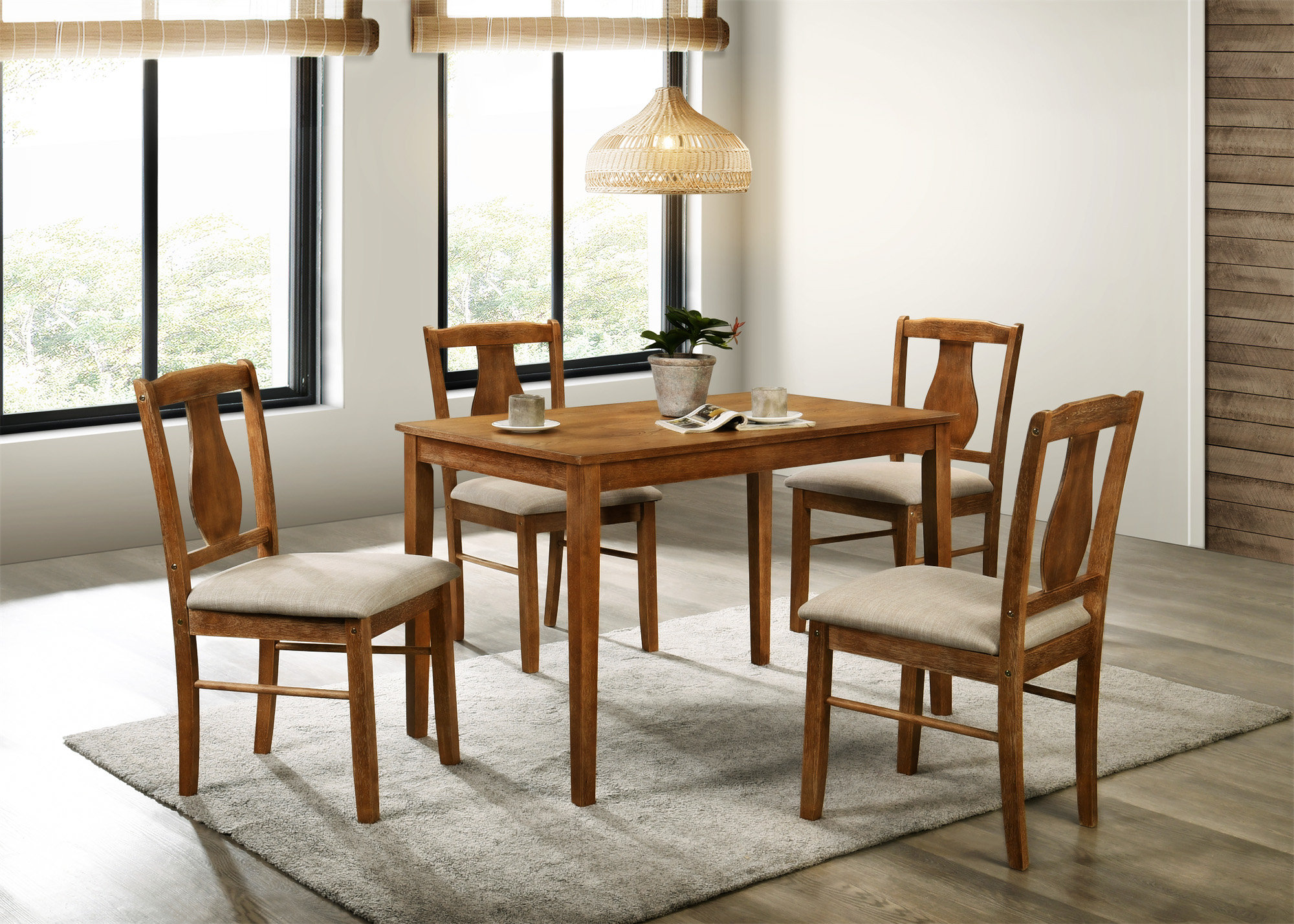 Ophelia & Co. Kayee Weathered Oak Finish 5PC Pack Dining Set - Wayfair ...