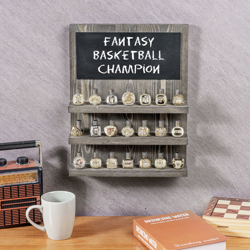 MyGift Sport Champion Rings Display Case Rack With Chalkboard | Wayfair