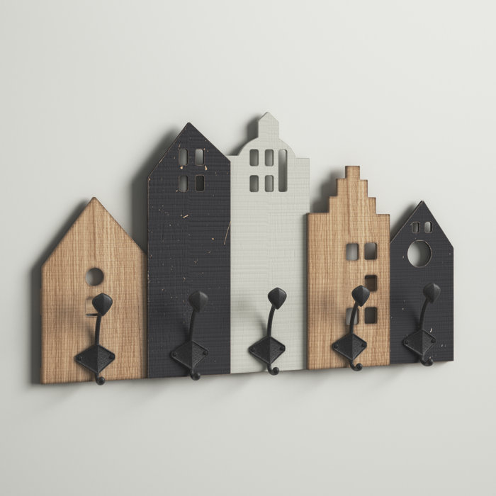 Sand & Stable Cayden Wall Mounted Coat Rack in Black/Brown & Reviews ...