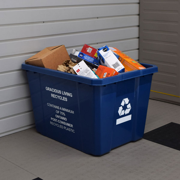 Gracious Living Storage Medium Sized Plastic Curbside 17 Gallon Home ...