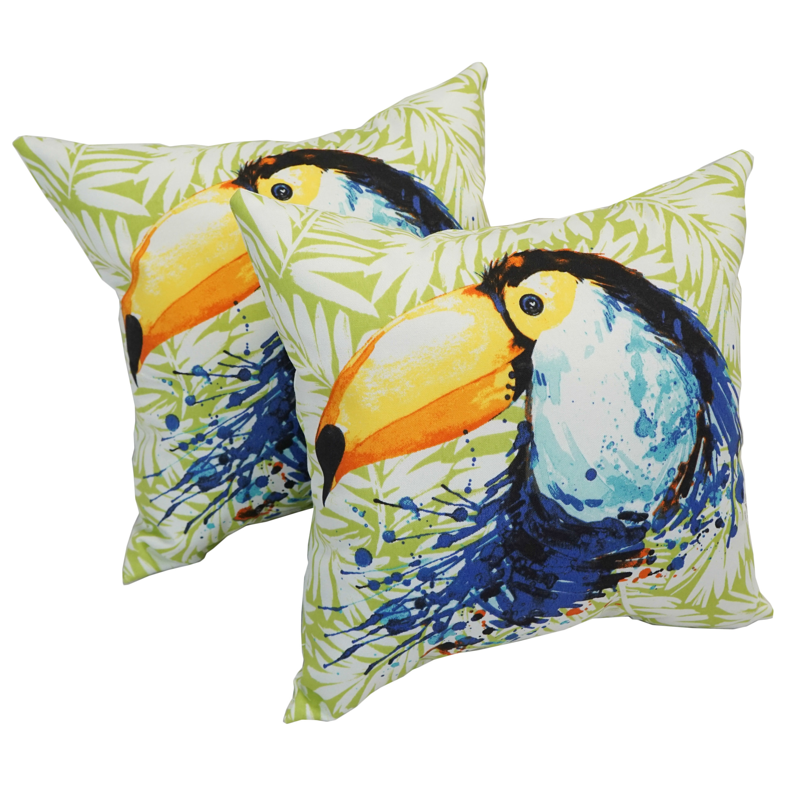 Blazing Needles Toucan Leaf Indoor/Outdoor Throw Pillows | Wayfair