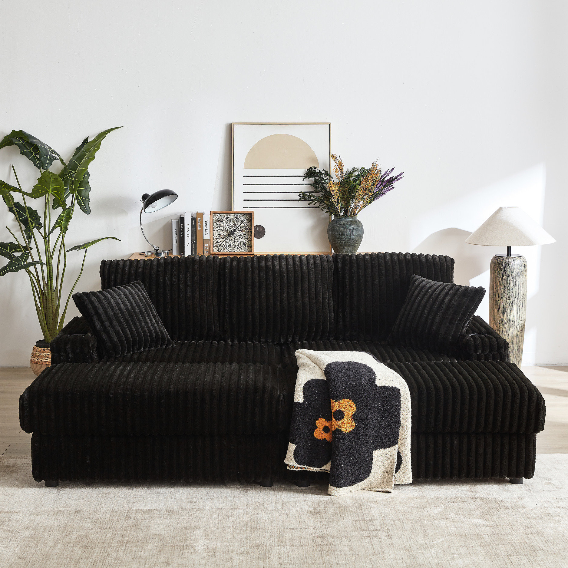 One Allium Way® Comfy 3 Corduroy With 3 Back Pillows, 2 Toss Pillows ...