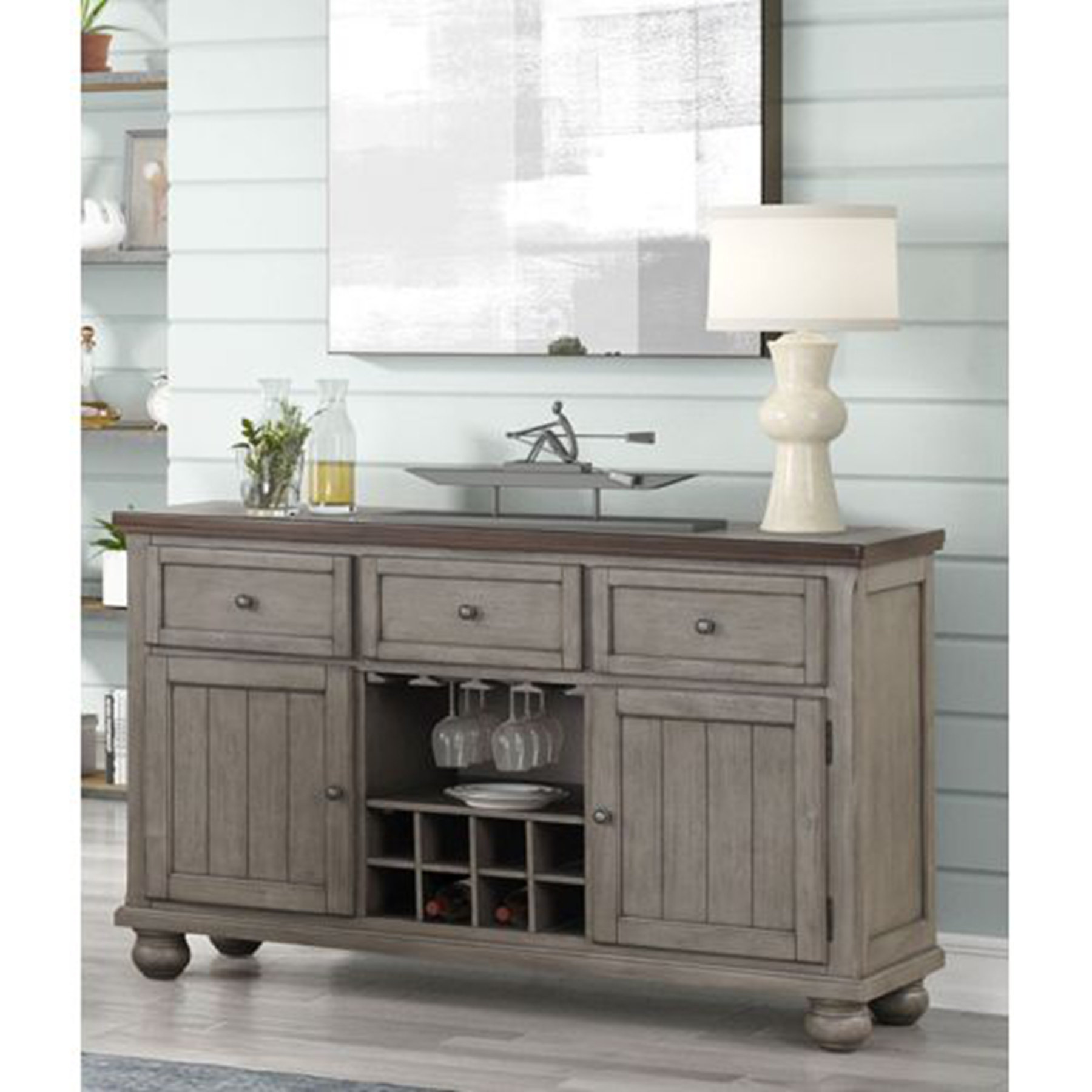 August Grove® Rustic Two Tone Sever W/ Powerpack | Wayfair
