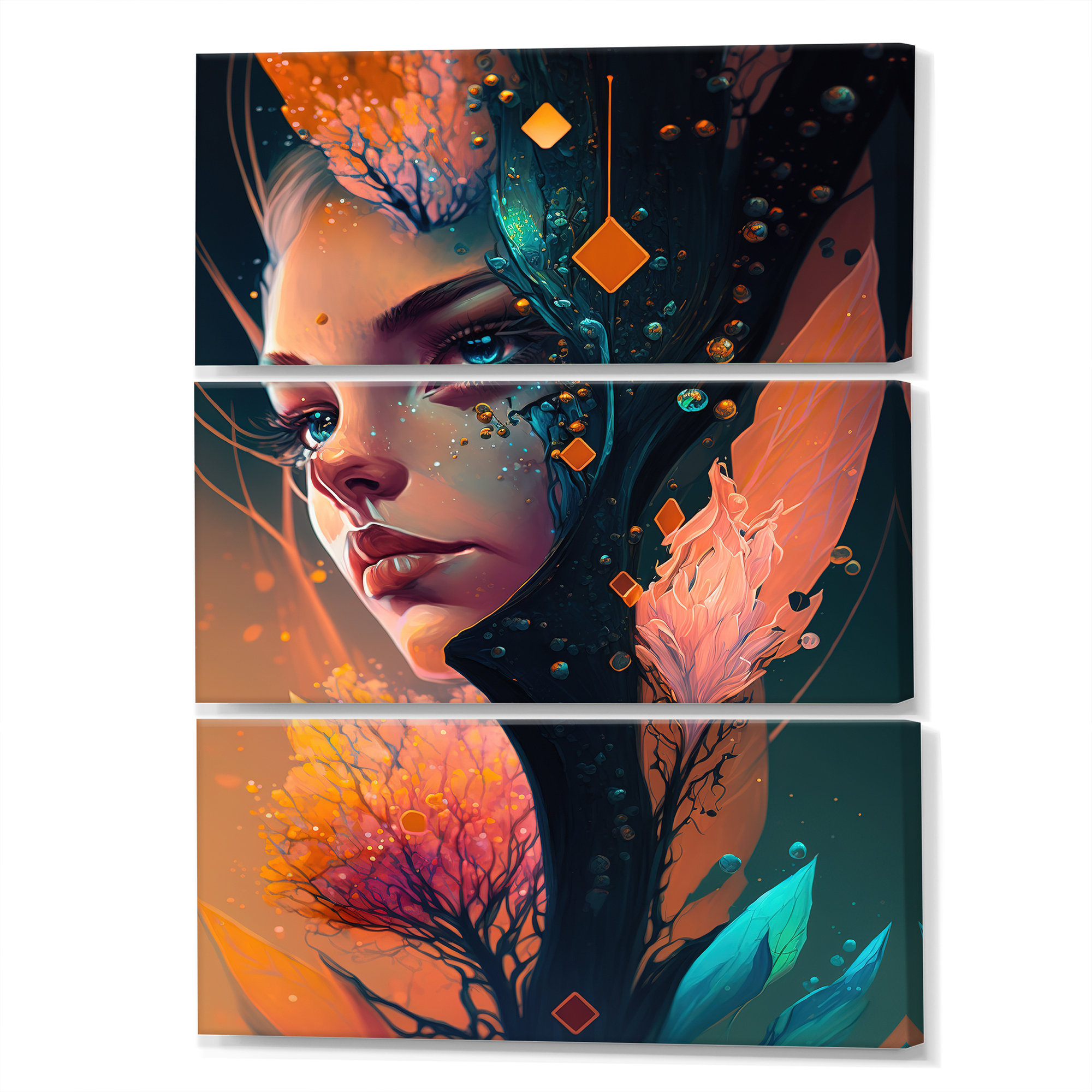 Wildon Home® Arij Woman Face With Flowers In Hair III 3 Pieces | Wayfair