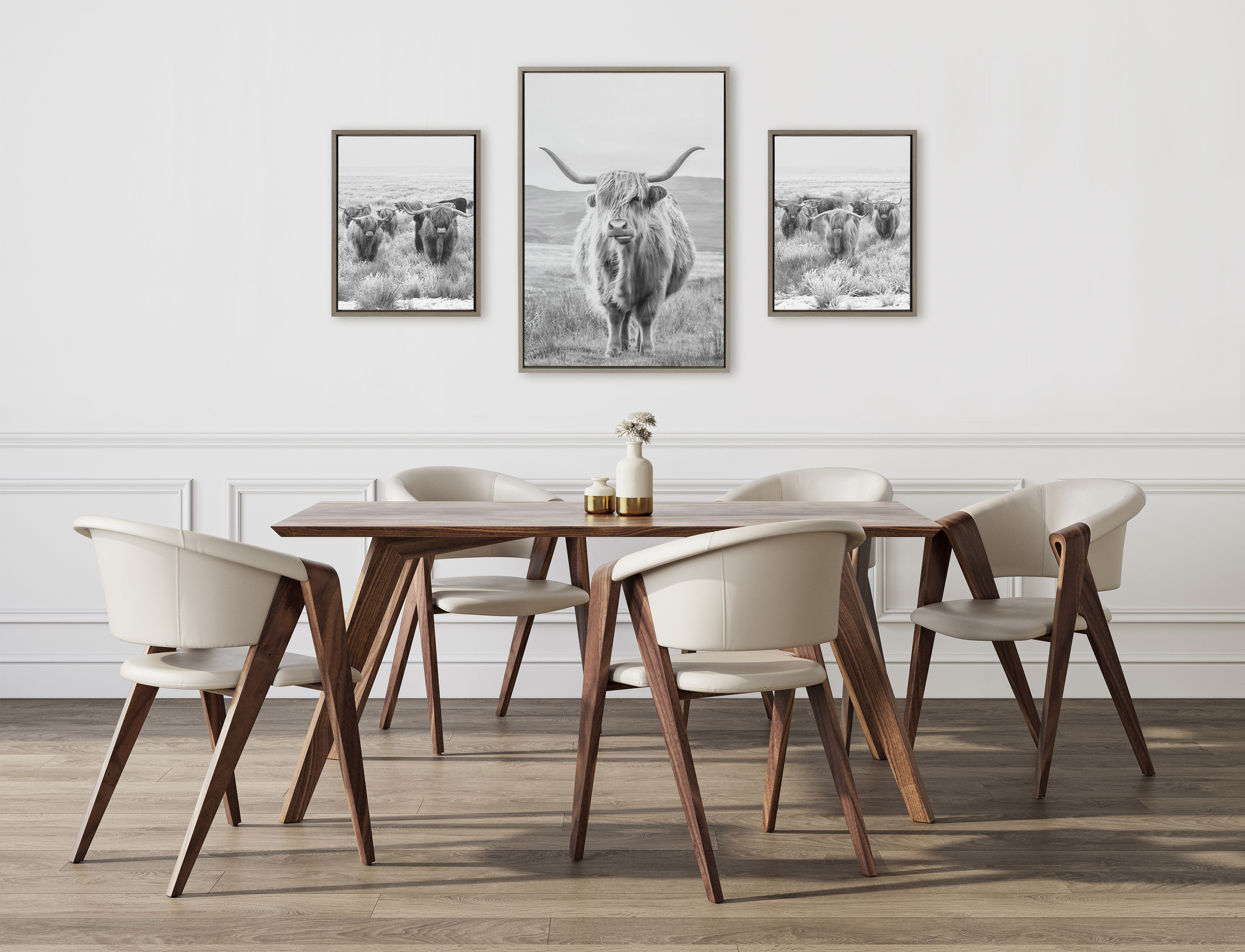 The Twillery Co.® Jackeline Herd of Highland Cows BW Left and Right and ...