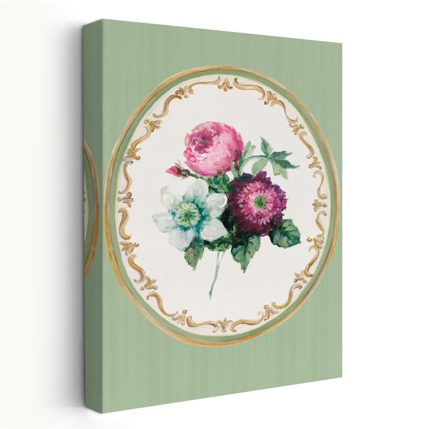 Astoria Grand Floral Cameo VI - Blue Borders Brown Cameo Art | Wayfair