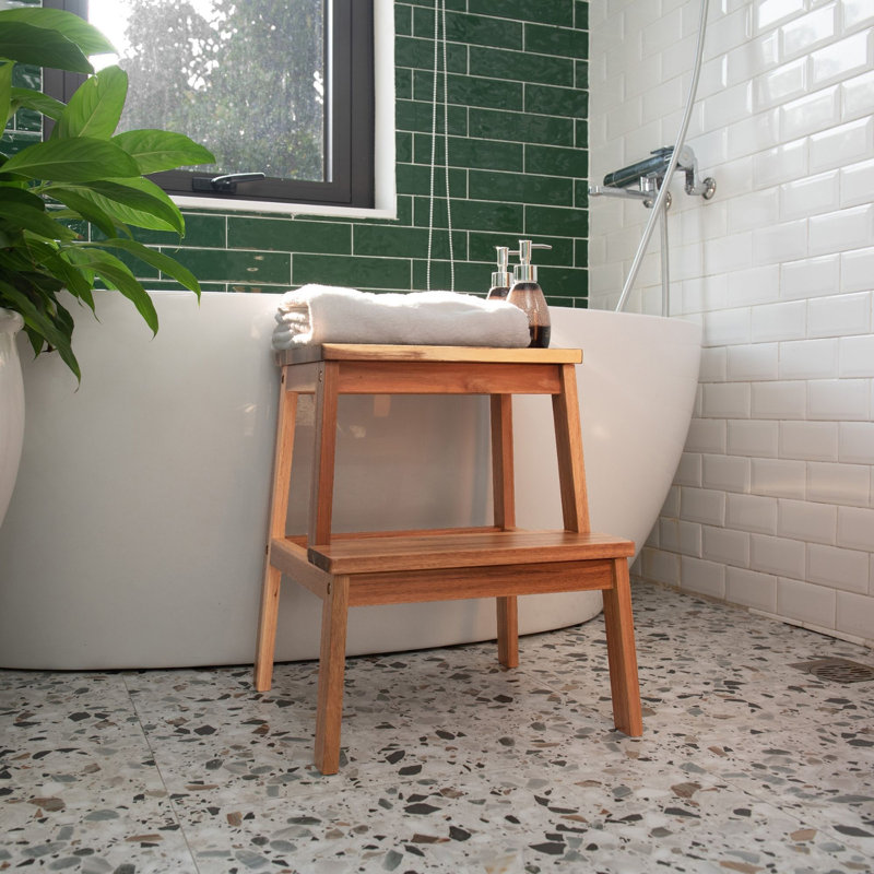 Loon Peak® Acacia Wood Two Steps Stool Small Size Rectangle Top Best ...