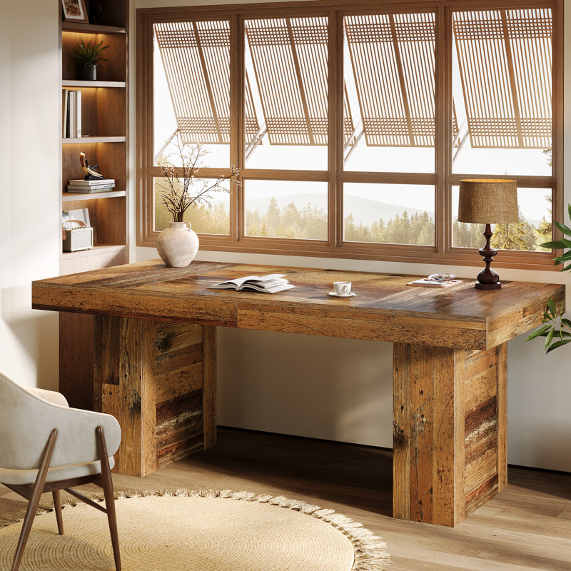 Millwood Pines 63" Farmhouse Executive Desk & Reviews | Wayfair