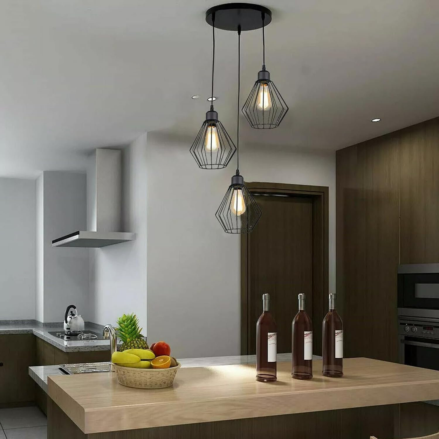 LEDSone 3‑Way Metal Cage Pendant – Adjustable Twisted Cables ...