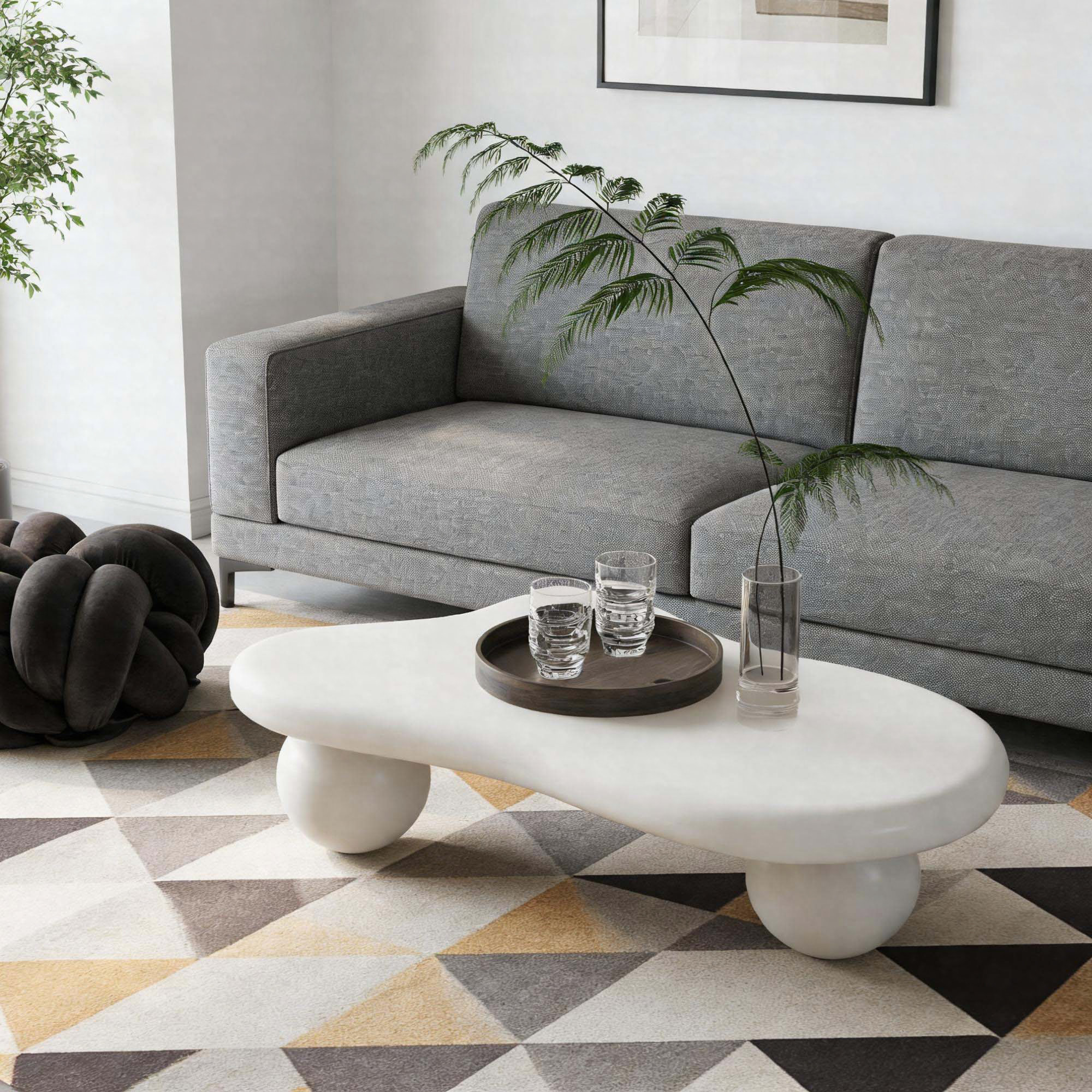 Corrigan Studio® 47" Cloud-Shaped Coffee Table With 3 Ball Legs, Modern ...