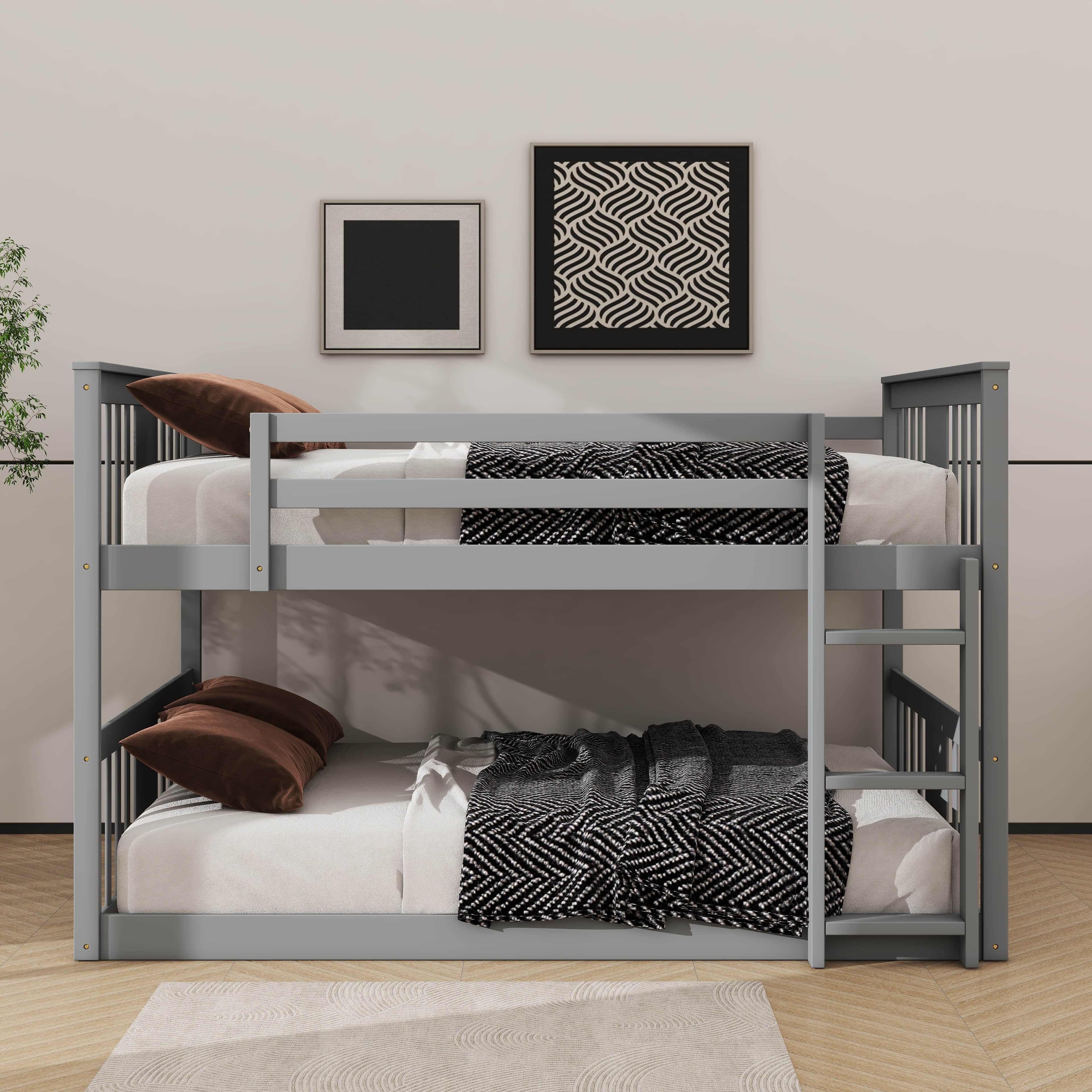 Harriet Bee Spacious Full-Over-Full Bunk Bed Equipped With A Durable ...