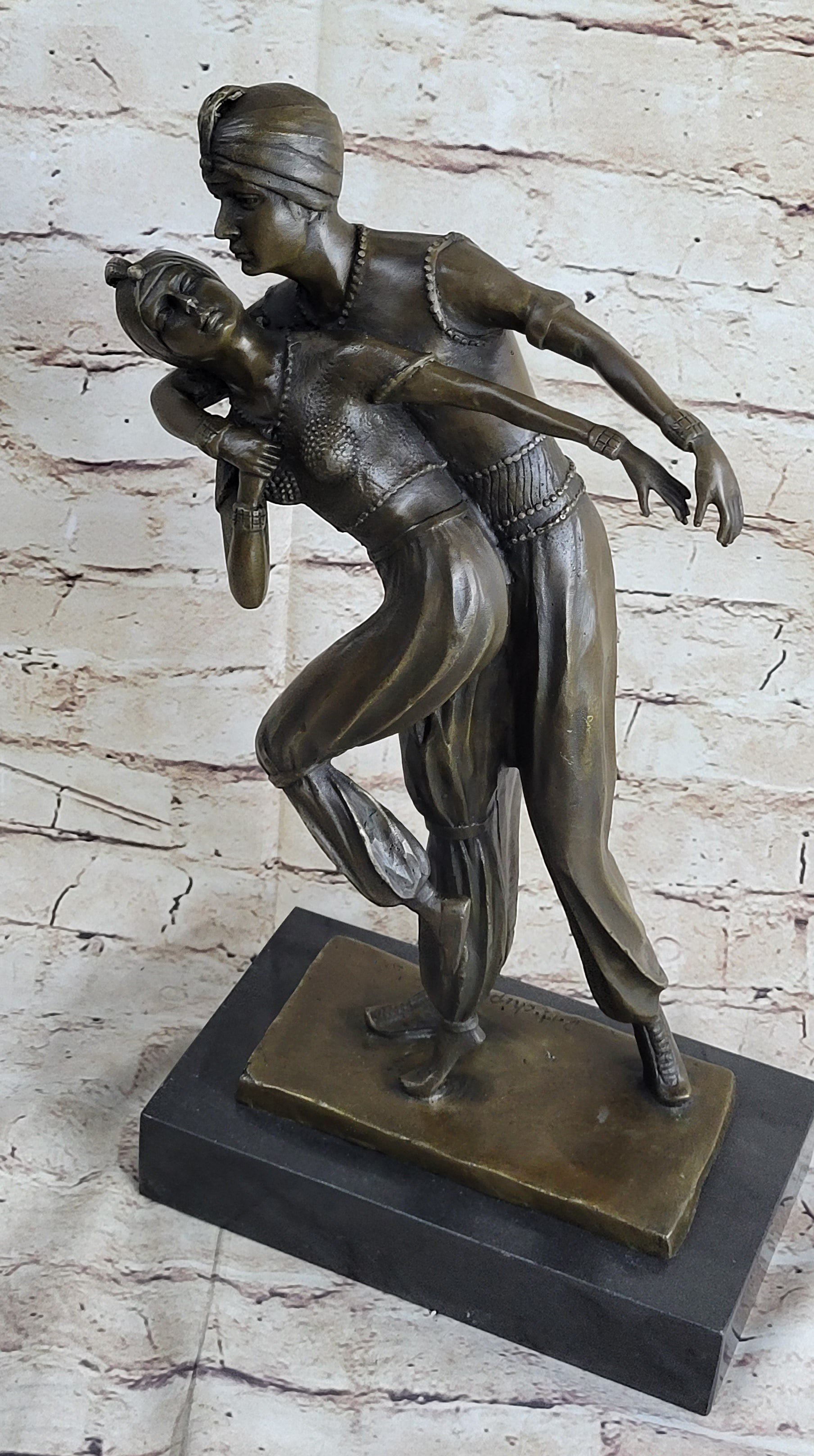 Canora Grey Signed Original Persian Dancers Bronze Sculpture Statue Hot ...