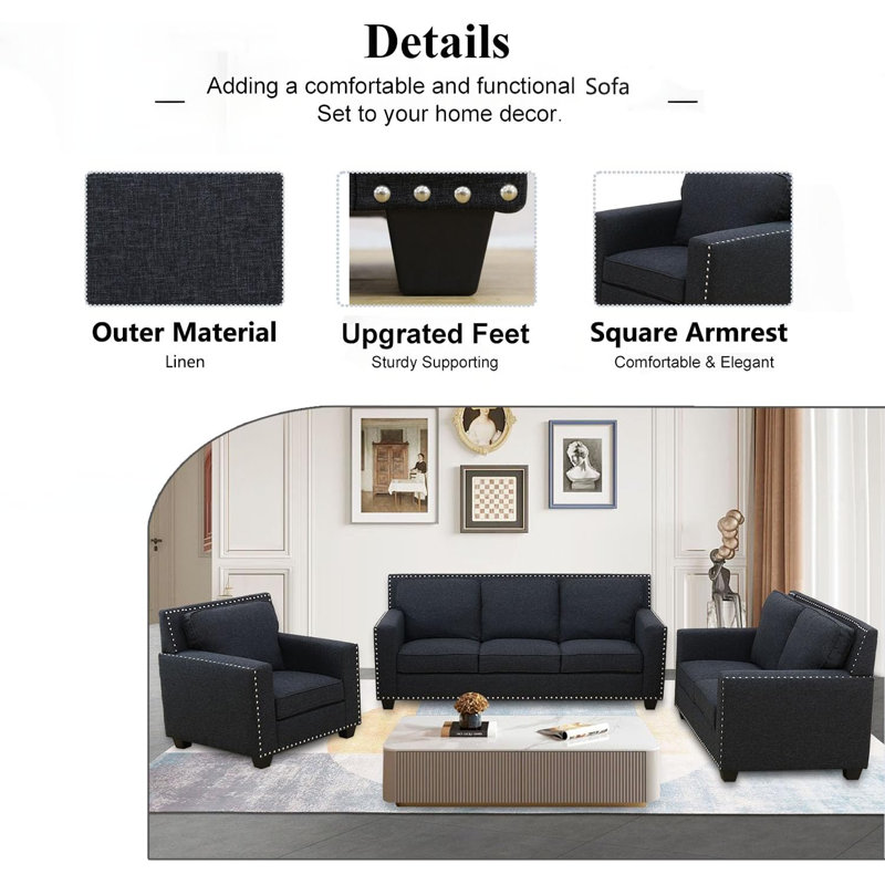 Ebern Designs 2-Piece Living Room Sofa Set | Wayfair