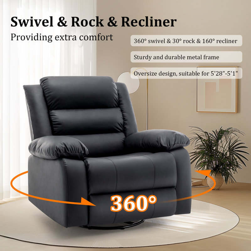 Ebern Designs Recliner Chair, Wide Rocker Chair, Rocker Recliner With ...