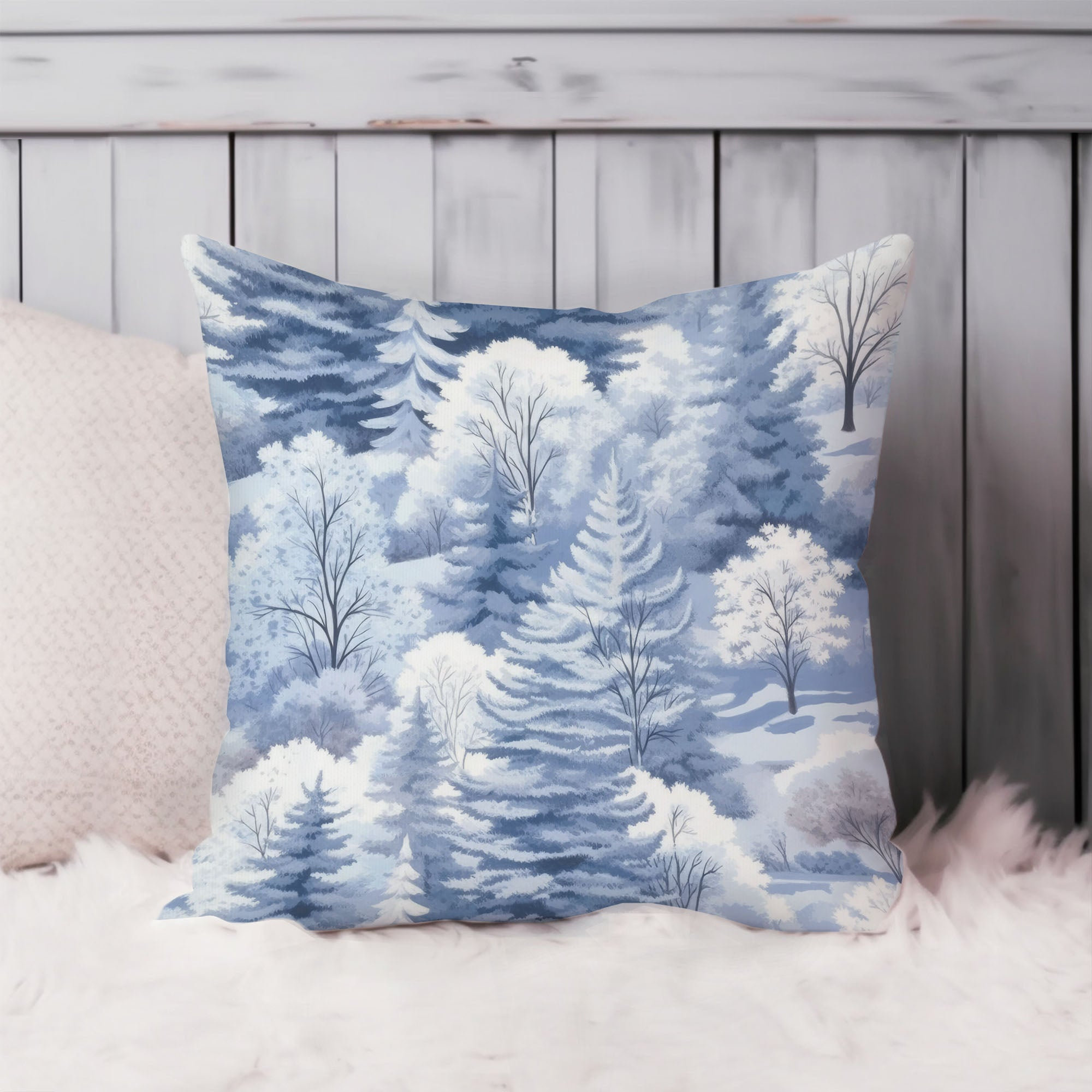 Ethan Taylor Holiday Blue Winter Forest Trees V Modern | Wayfair