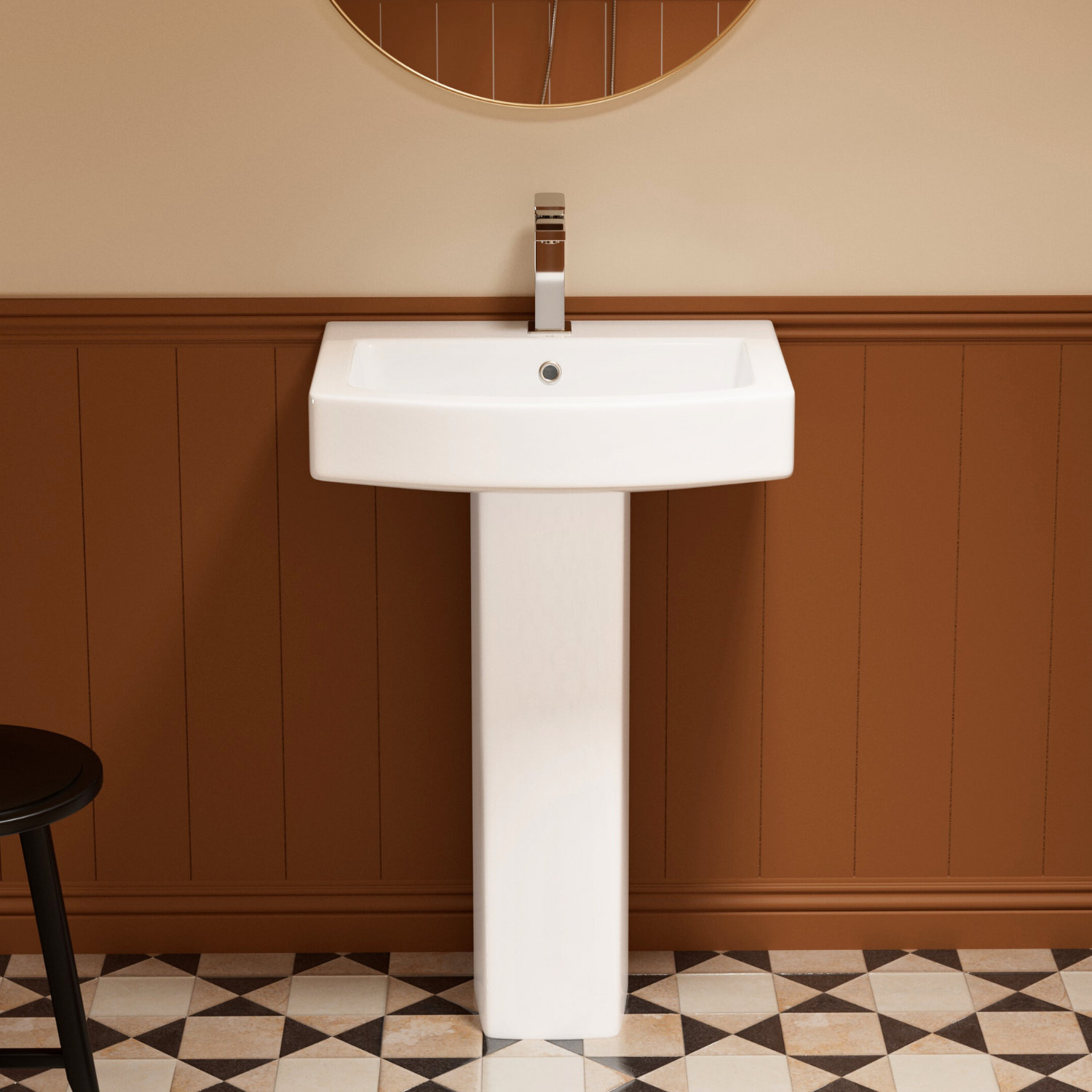Los Flexi Rectangular Pedestal Sink 22 Inch x 17 Inch, Includes ...