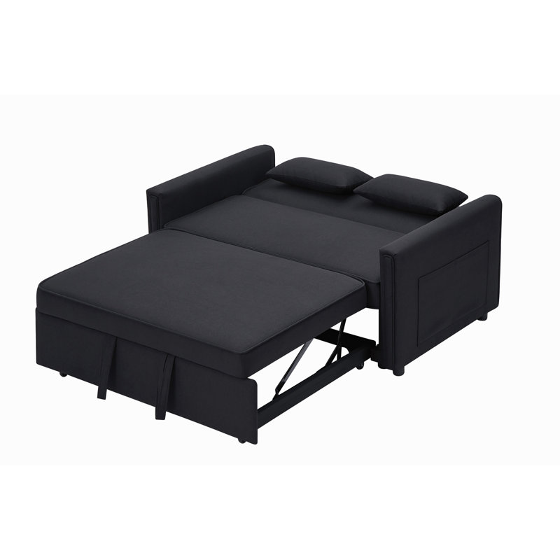 Latitude Run® Kortnee Modern Linen Convertible Loveseat Sleeper Sofa ...