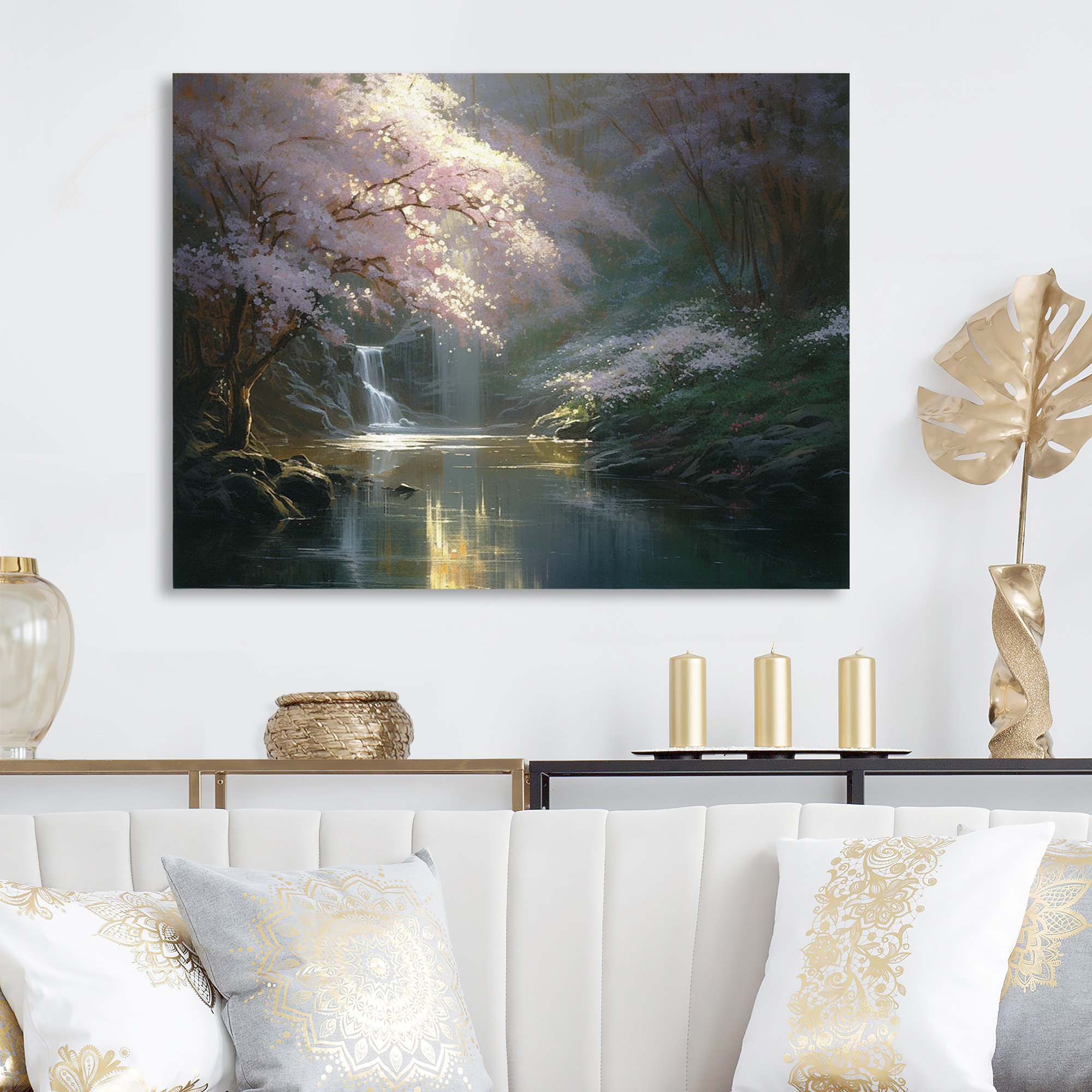 Millwood Pines Kerrah Cherry Blossom Stream II On Canvas Print | Wayfair
