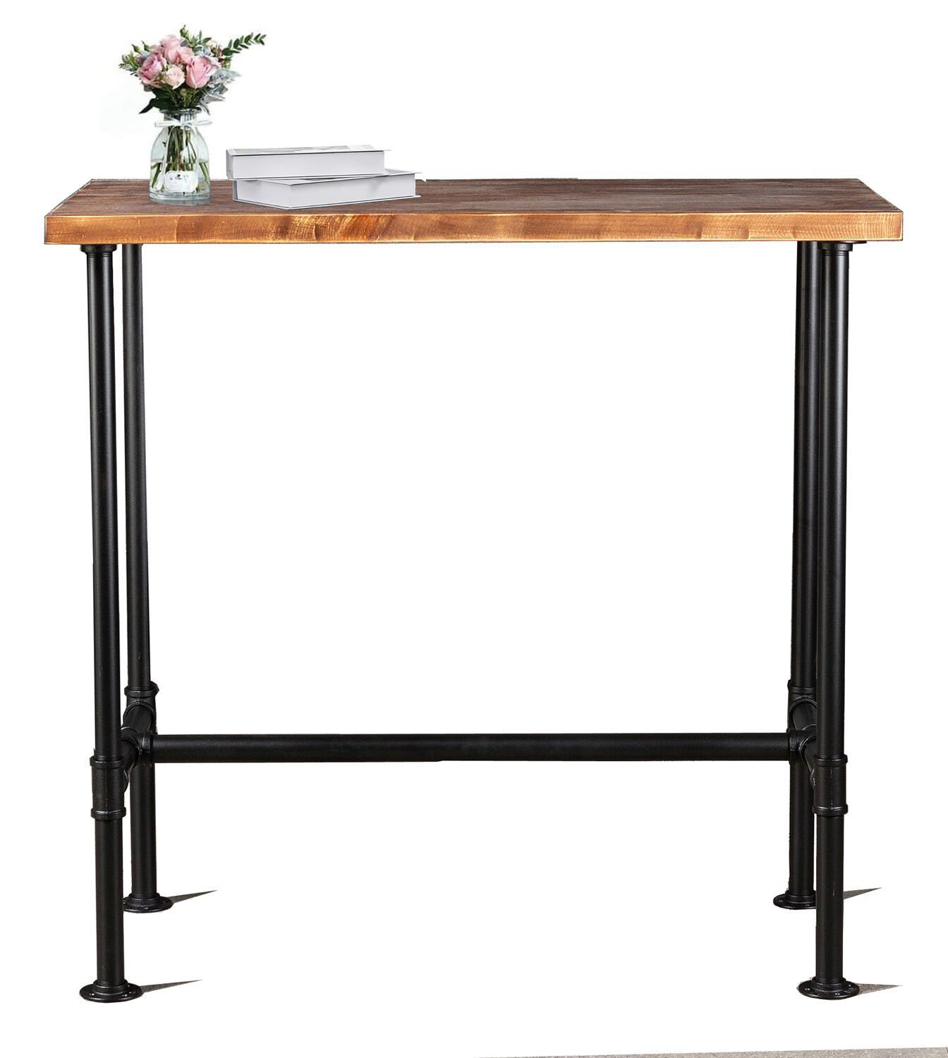 17 Stories Industrial 41.3Inch Height Bar Table Vintage Pipe Design ...