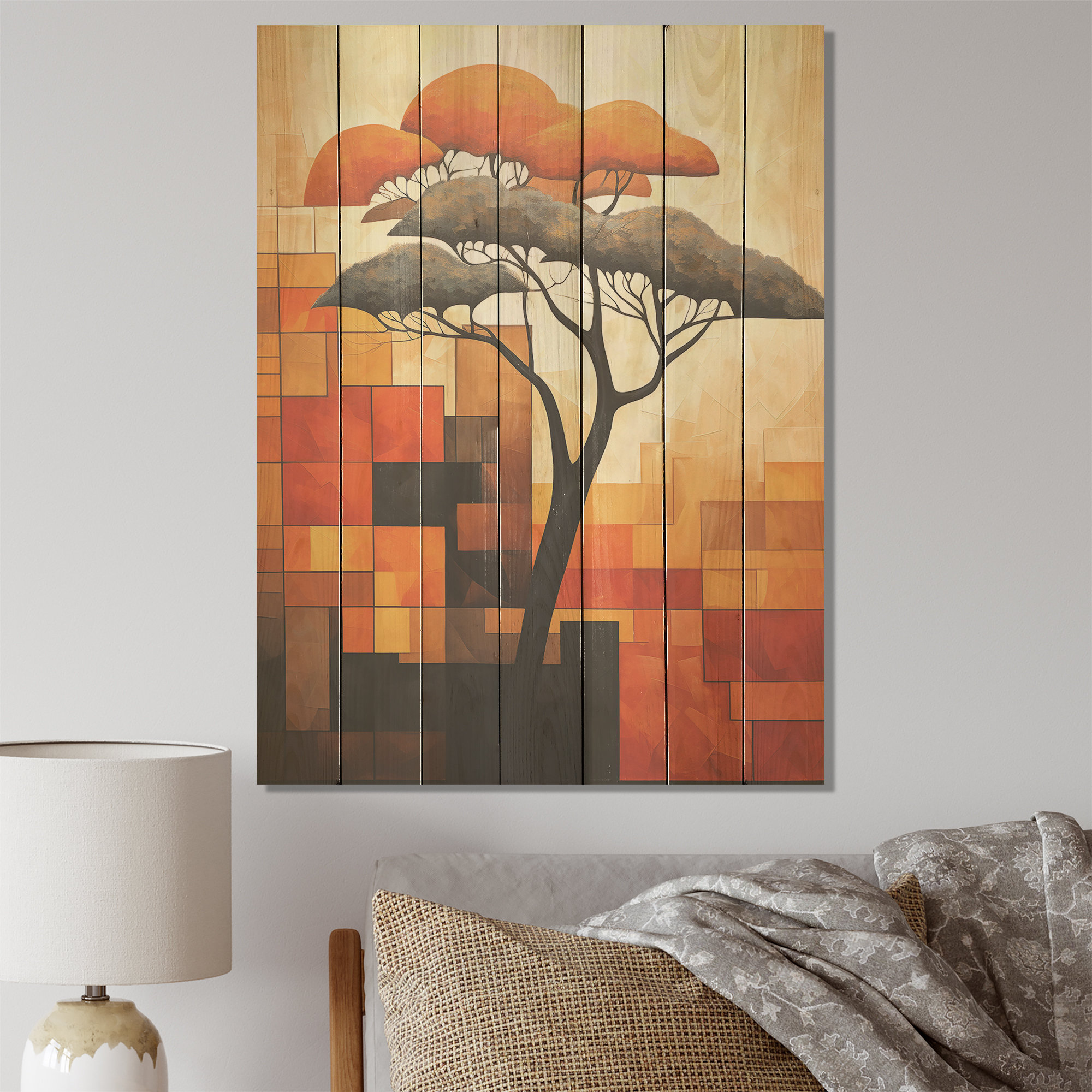 Winston Porter Cubist African Tree Landscape I - Tree African On Wood ...