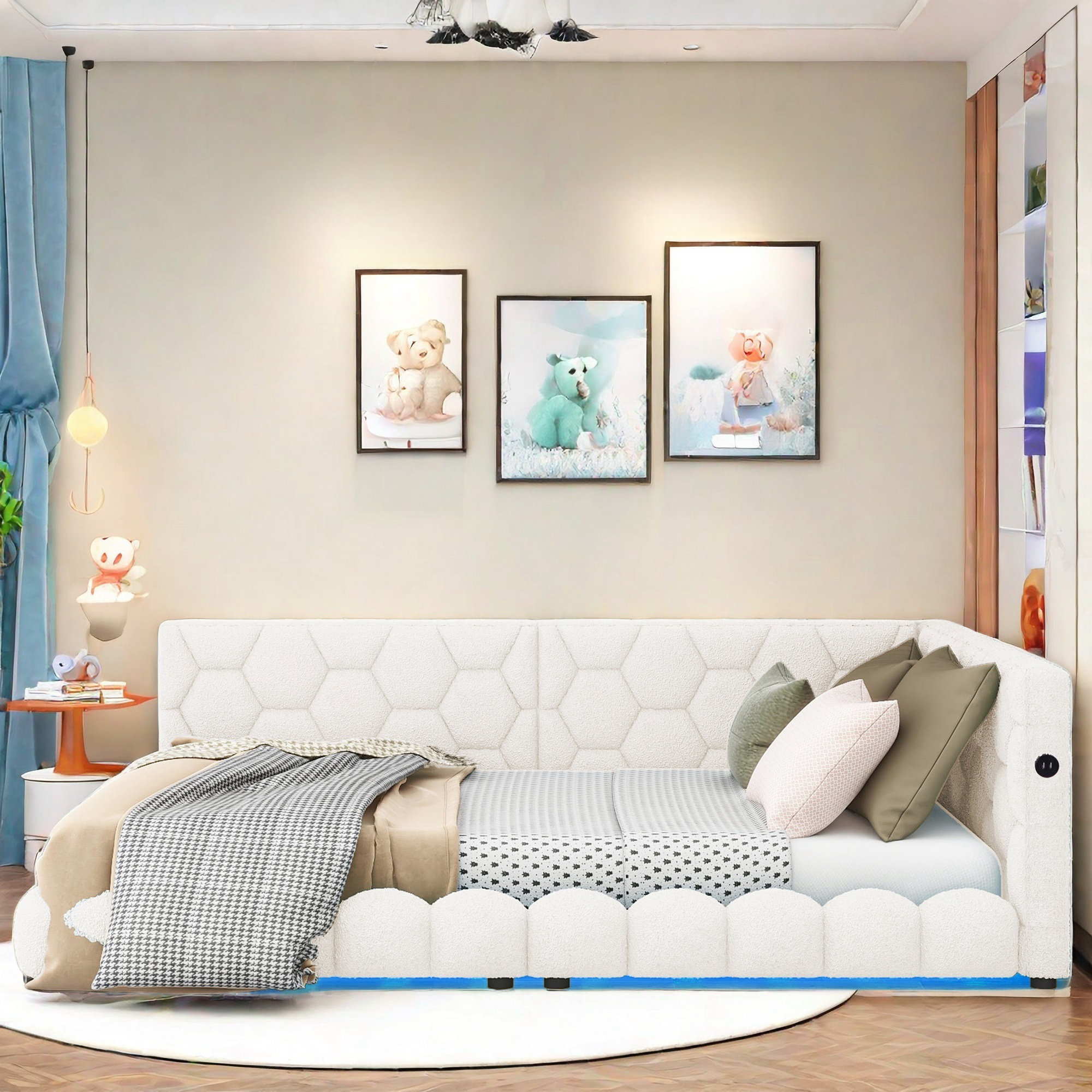 Ivy Bronx Subria Upholstered Platform Bed with USB Ports and LED Belt ...