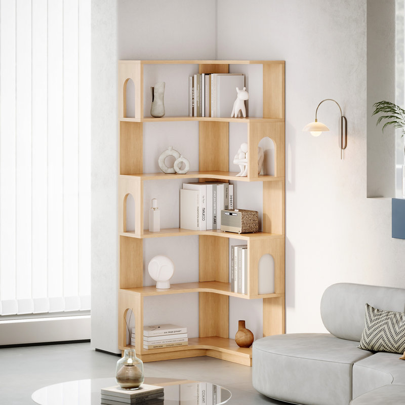 Lark Manor™ 6-Tier L-Shaped Corner Bookshelf With Arched Door & Reviews ...