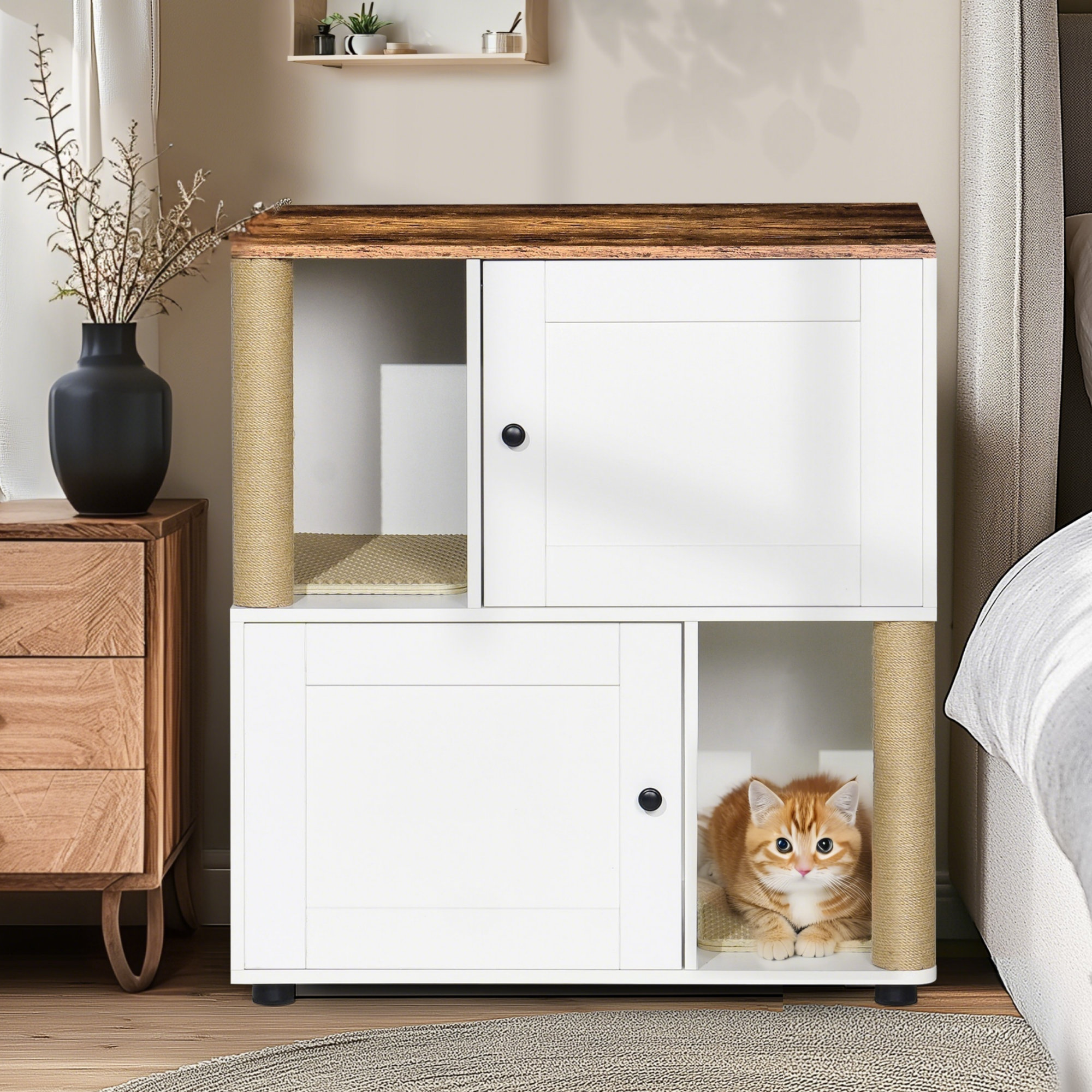 Tucker Murphy Pet™ Double Cat Litter Box Enclouse,Cat Litter Box ...