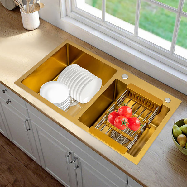 YINXIER Two Bowls Stainless Steel Kitchen Sinks | Wayfair