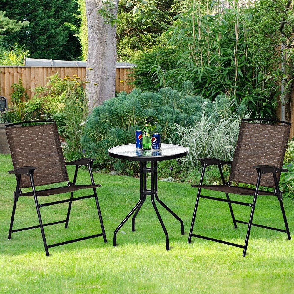 Latitude Run® Patio Bistro Set, 3-Piece Patio Dining Furniture Set With ...