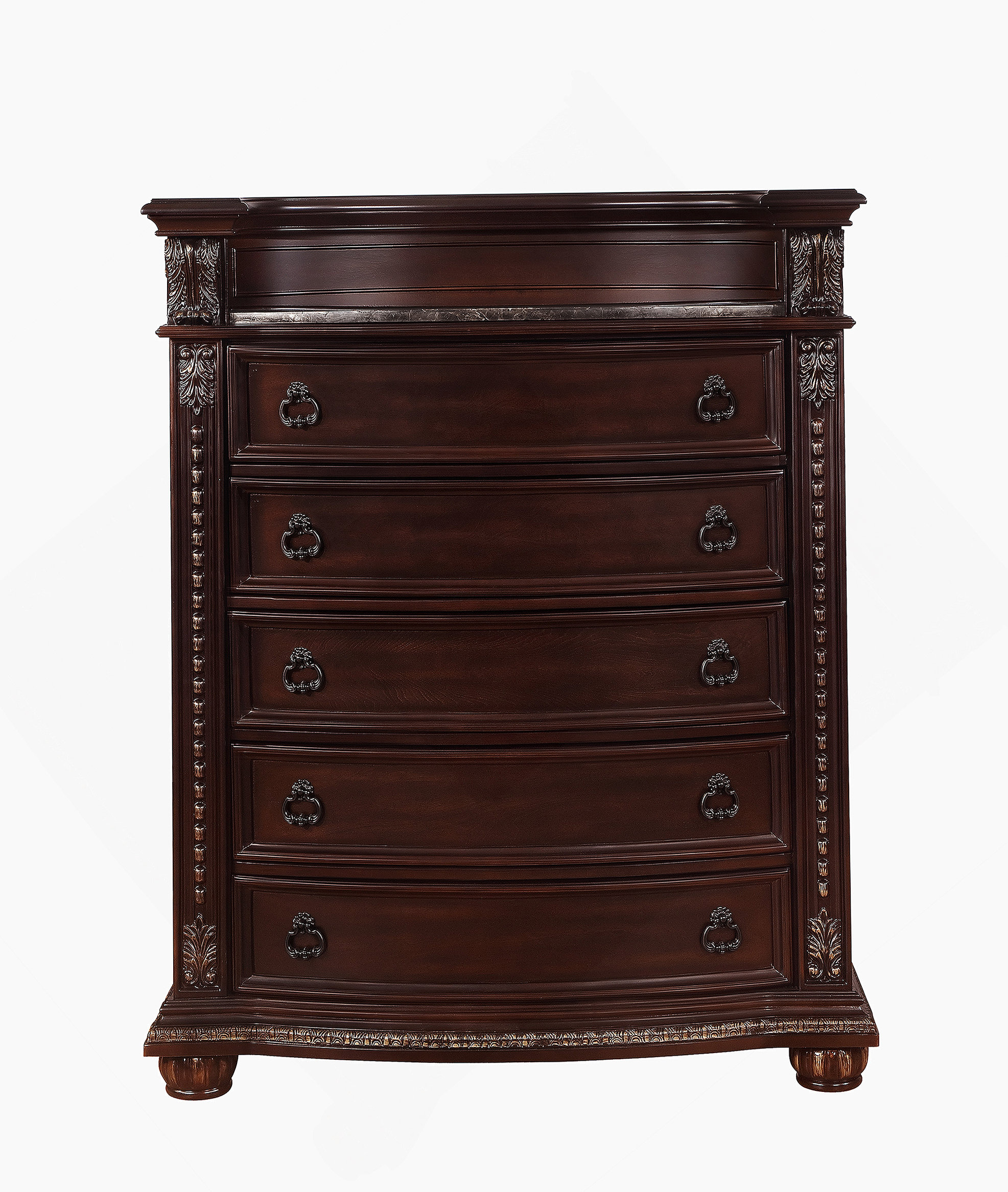 Astoria Grand 1Pc Marble Top Five Drawers Tall Chest Intricate ...