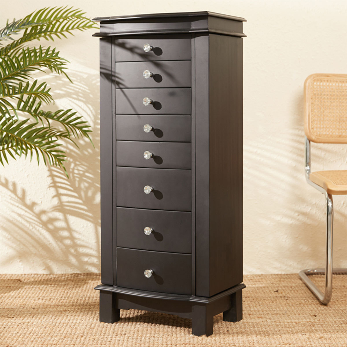 Red Barrel Studio® Modern Black Jewelry Chest with Flip - Up Mirror ...