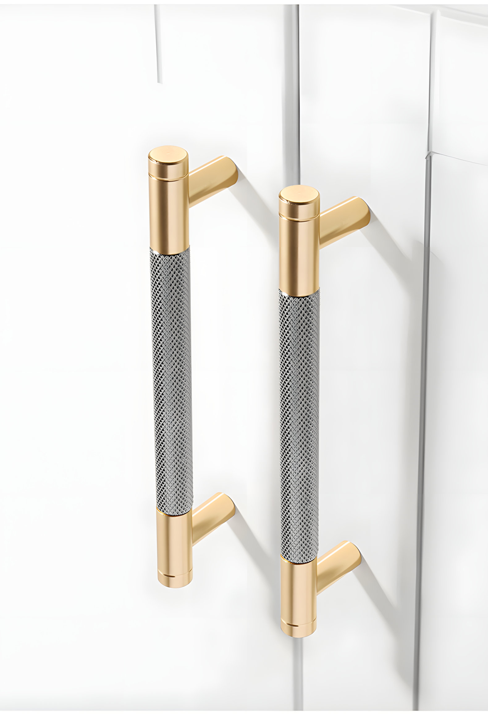 caimen 10-Pack Knurled Cabinet Handles, Brushed Nickel T-Bar Drawer ...