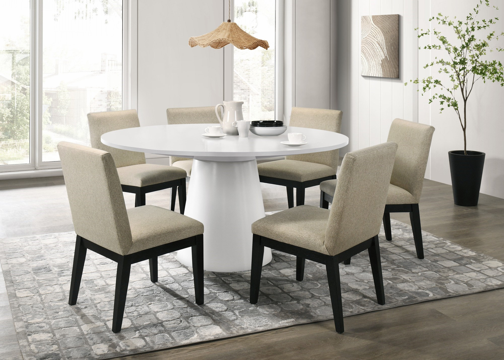 George Oliver 7 Piece Round Dining Table Set, Single Table With ...
