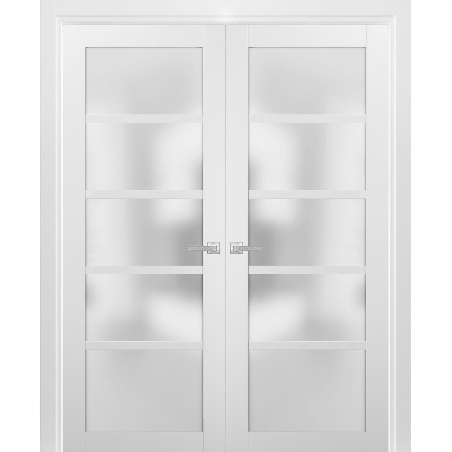 Sartodoors Quadro Frosted Glass French White Doors With Installation Hardware Kit And Reviews