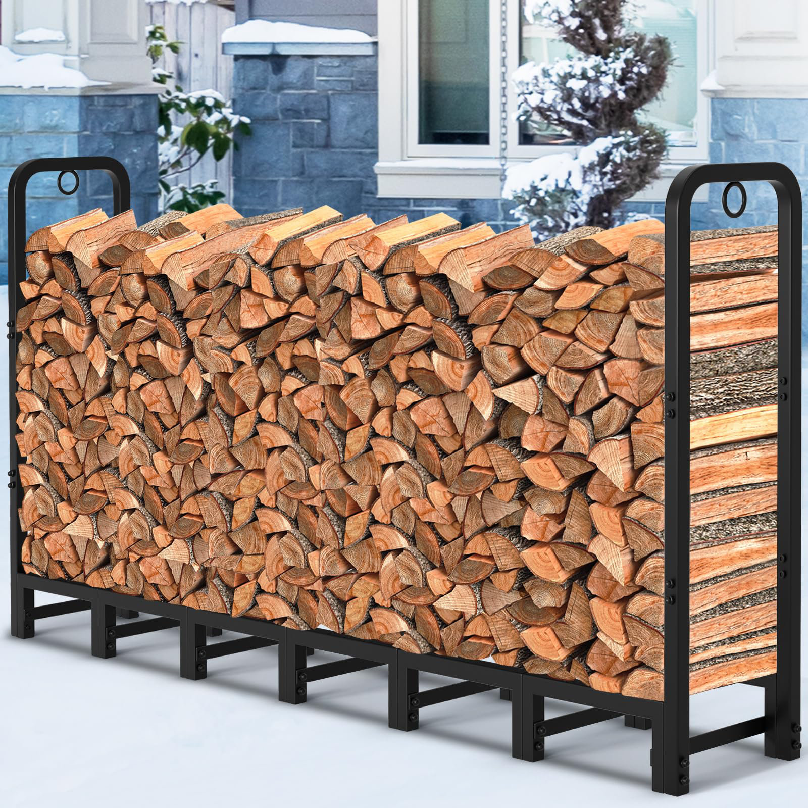COAHAHA Sturdy 5Ft Firewood Rack - Rust Resistant Alloy Steel For ...