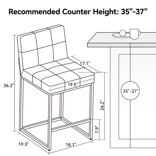 Latitude Run® Counter Height Bar Stools With Padded Back, Modern ...