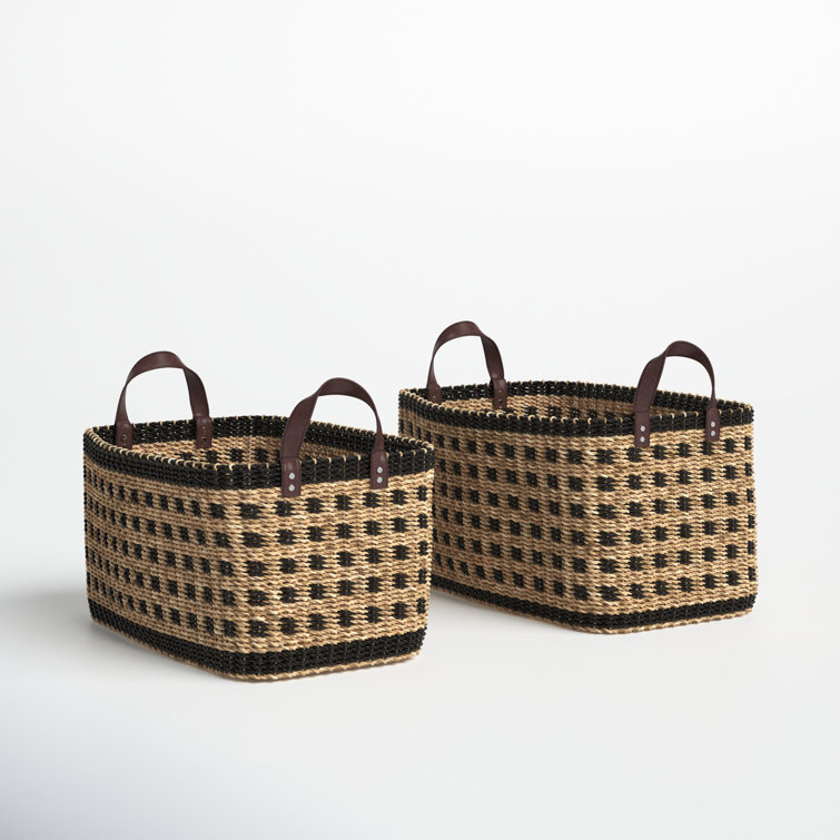 2 Piece Solid Wood Basket Set