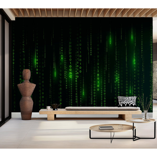 Hokku Designs Premium Wallpaper Wall Mural - Matrix Code | Wayfair