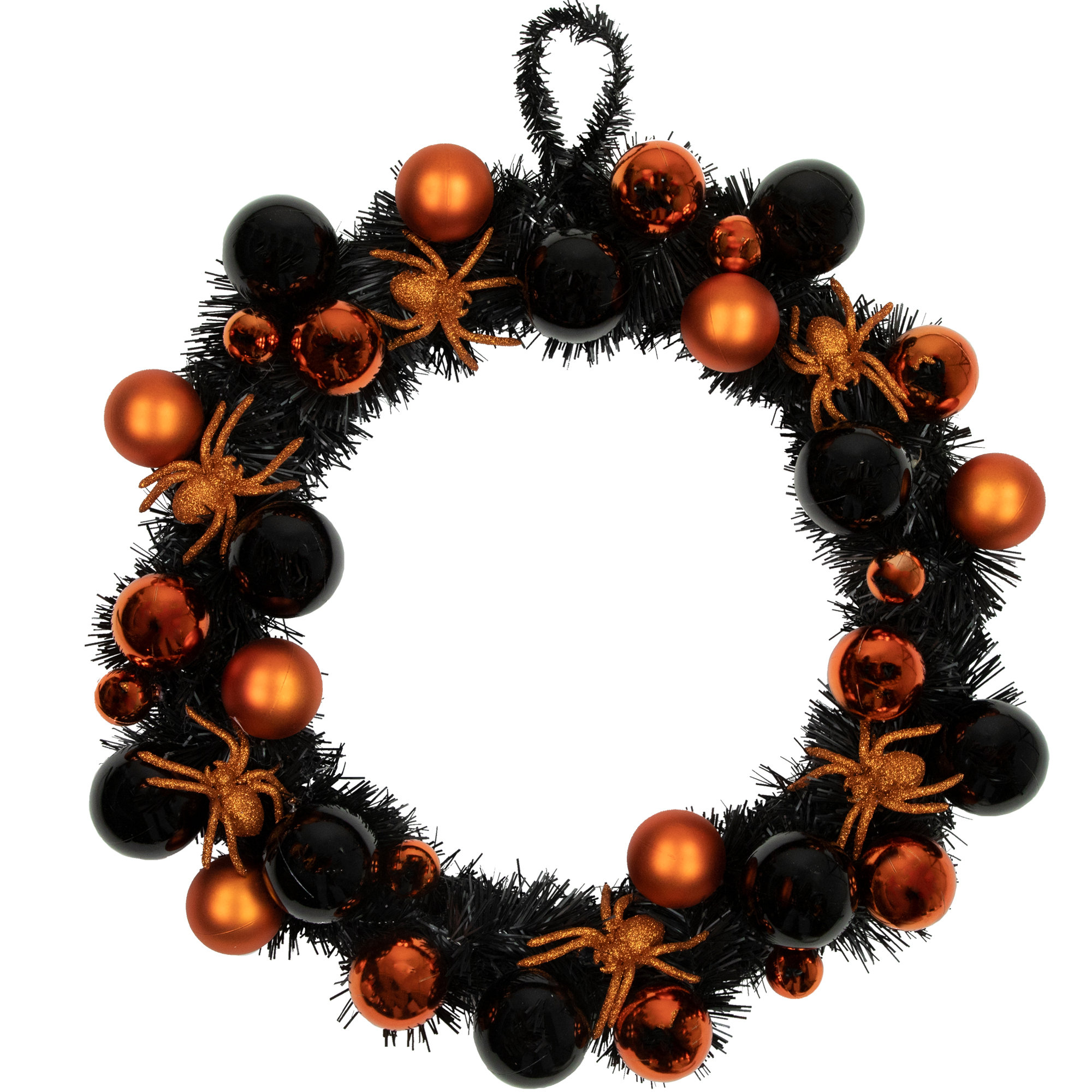 Northlight Seasonal Orange Spiders and Ornaments Halloween Wreath 18 ...