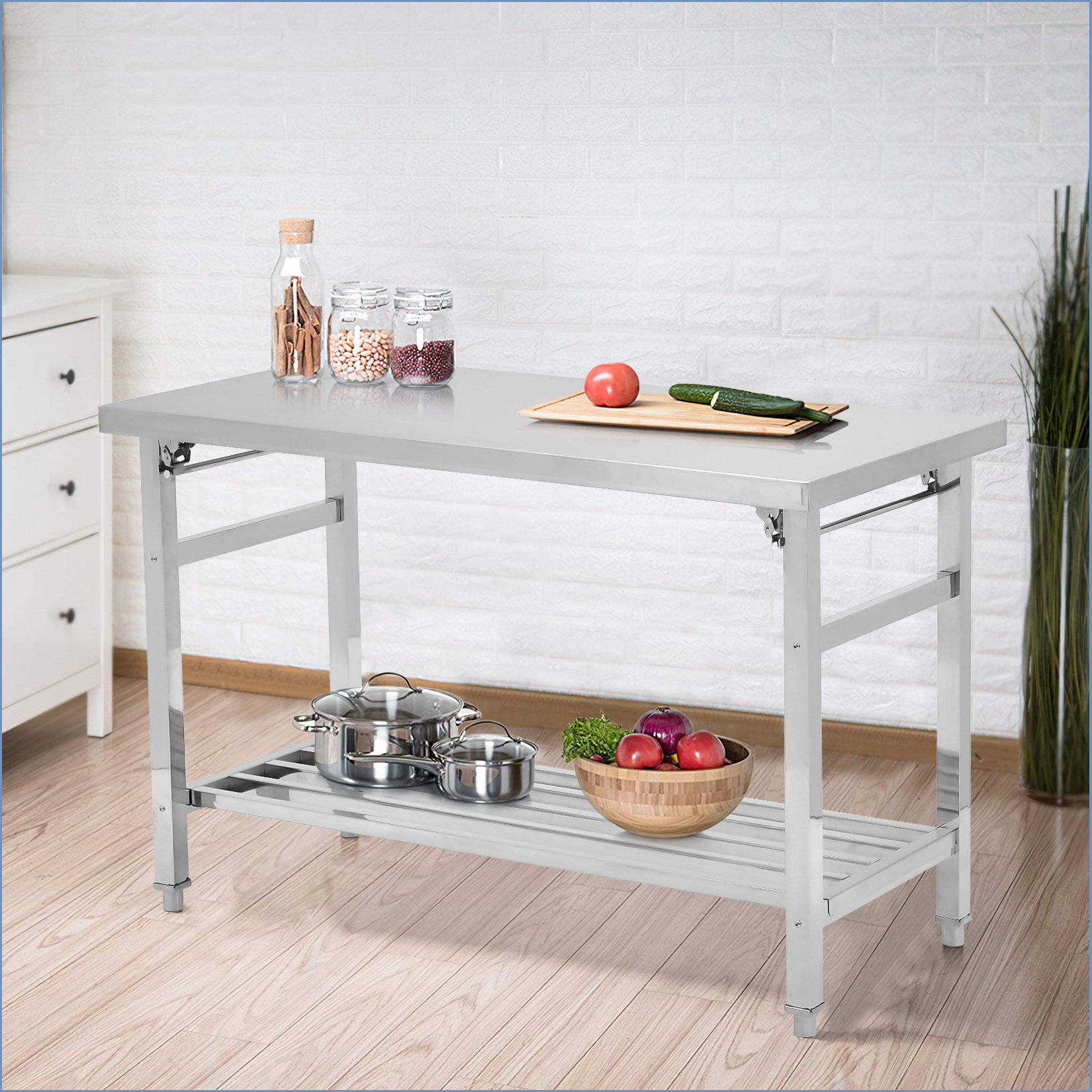 Fashionwu Folding Stainless Steel Table, Prep&Work Table with ...